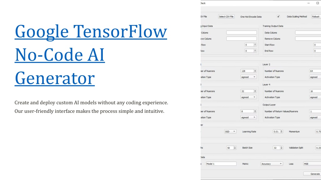 PPT - Google TensorFlow No-Code AI Generator PowerPoint Presentation, free download - ID:13721361
