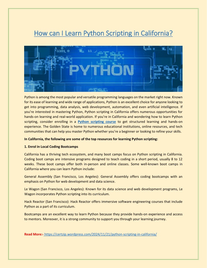 Ppt How Can I Learn Python Scripting In California Powerpoint Presentation Id13749508