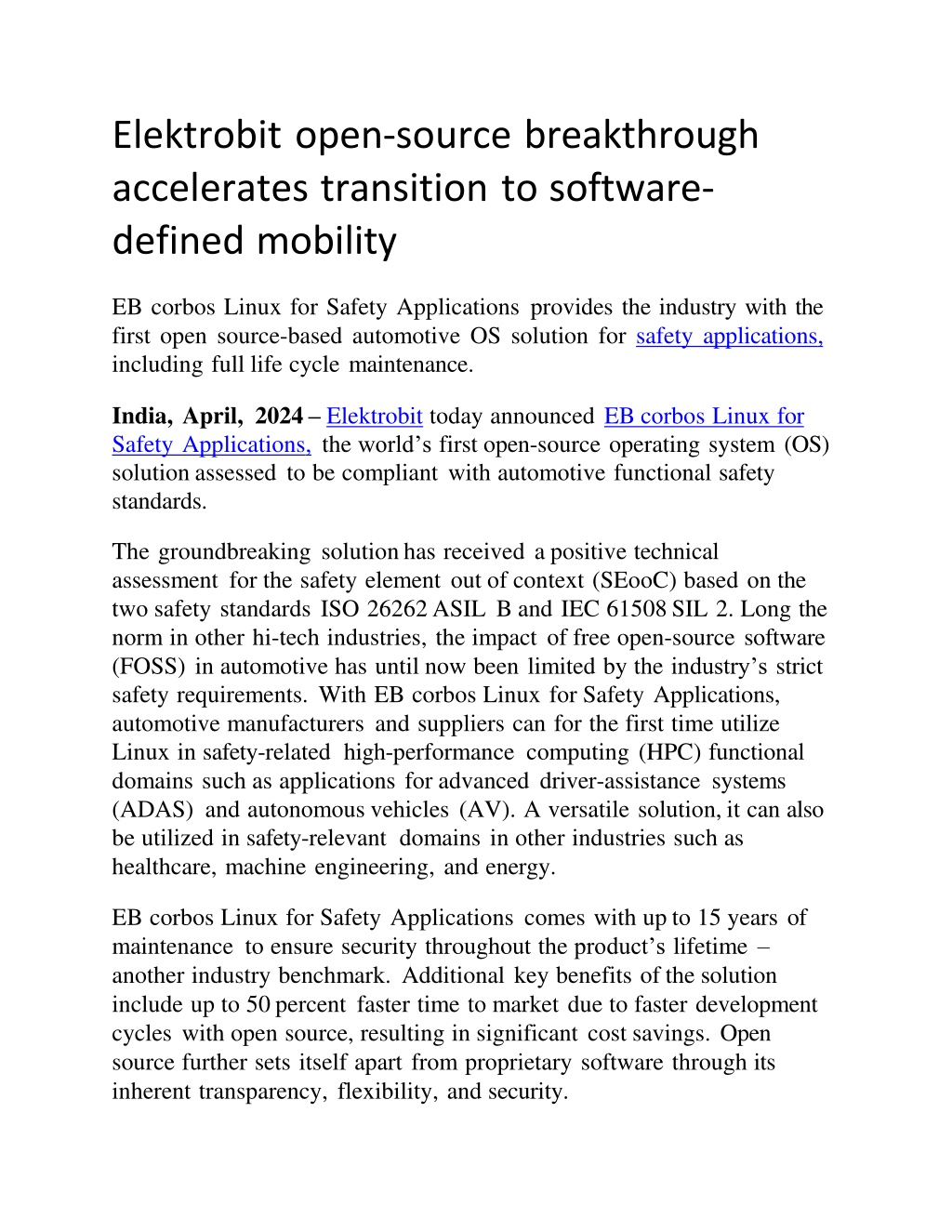 Ppt Elektrobit Open Source Breakthrough Accelerates Transition To