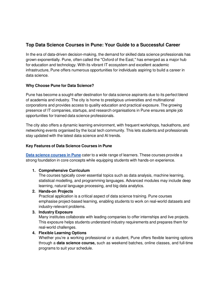 Ppt Data Science Course In Pune Powerpoint Presentation Free Download Id13822797