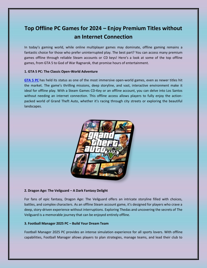 Ppt Top Offline Pc Games For 2024 Enjoy Premium Titles Without An Internet Connect 5137
