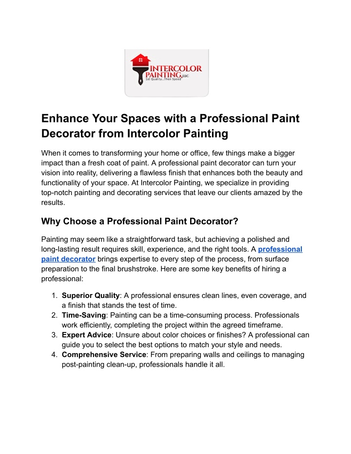 PPT - Enhance Your Spaces with a Professional Paint Decorator from ... PPT - Enhance Your Spaces with a Professional Paint Decorator from ...