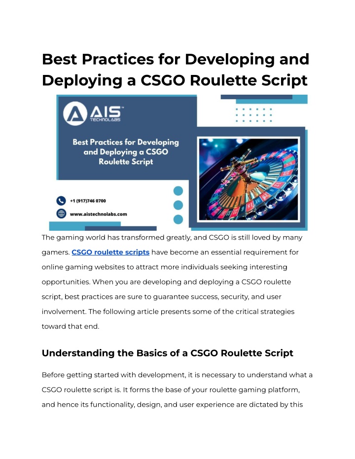 Ppt Best Practices For Developing And Deploying A Csgo Roulette 7342