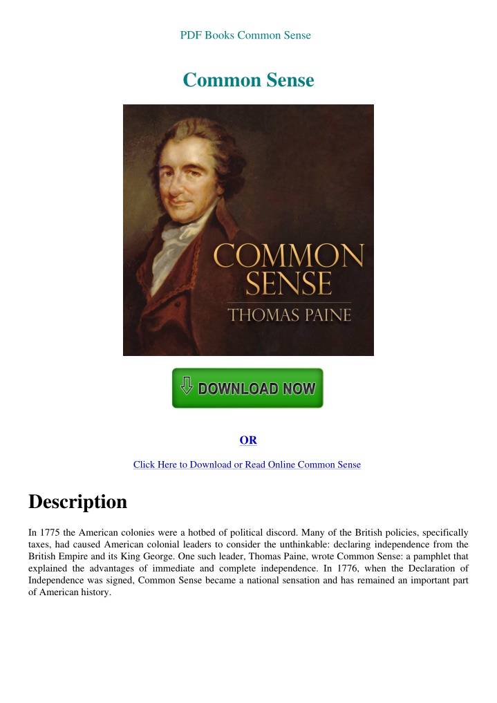 PPT - PDF Books Common Sense PowerPoint Presentation, free download ... PPT - PDF Books Common Sense PowerPoint Presentation, free download ...