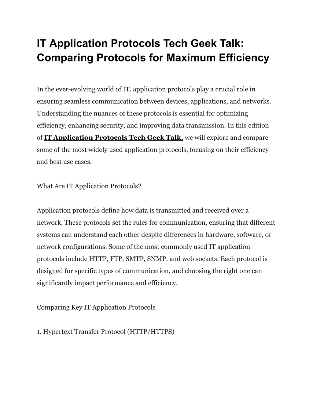 PPT - IT Application Protocols Tech Geek Talk_ Comparing Protocols for Maximum Efficiency ...