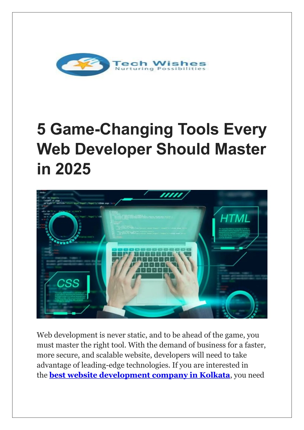 PPT - 5 Game-Changing Tools Every Web Developer Should Master in 2025 ...