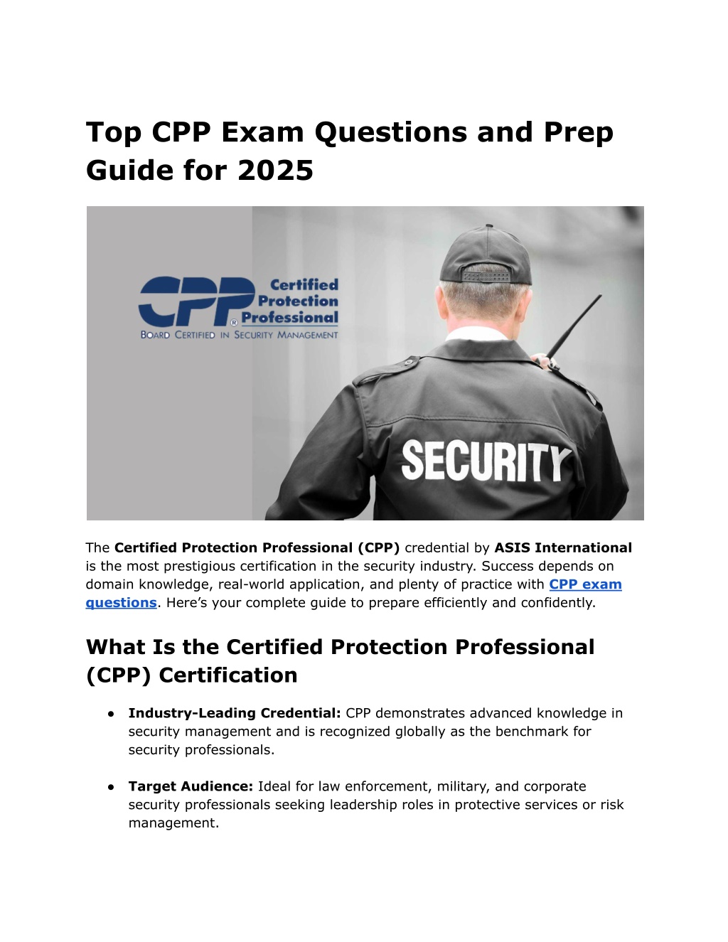 PPT - Top CPP Exam Questions and Prep Guide for 2025 PowerPoint Presentation - ID:14110636