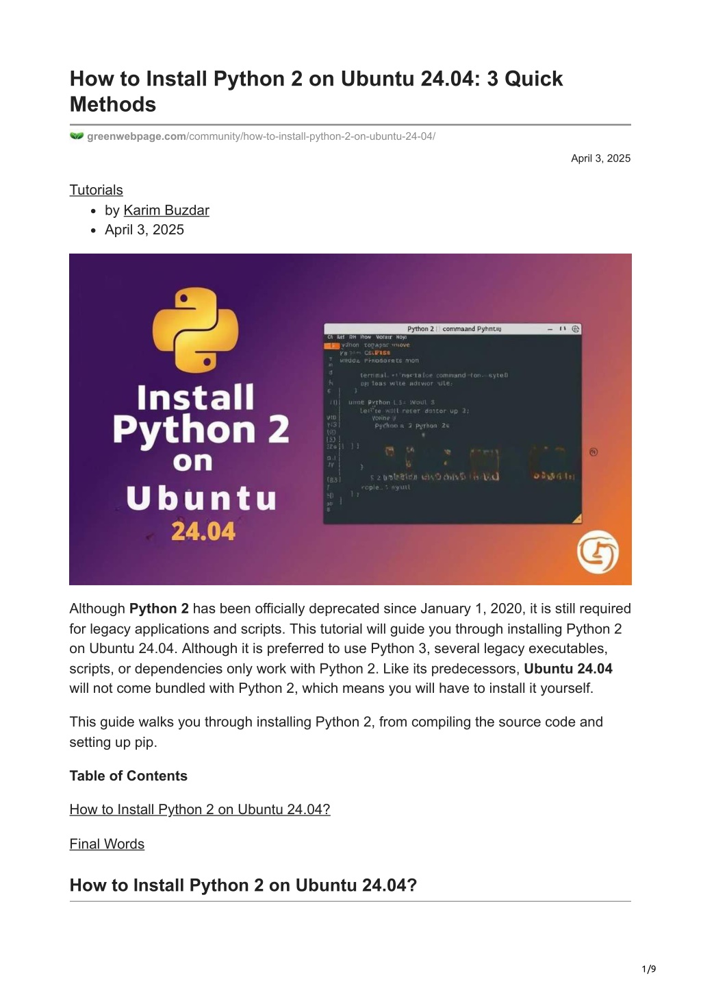 PPT - How to Install Python 2 on Ubuntu 24.04: 3 Quick Methods PowerPoint Presentation - ID:14133573