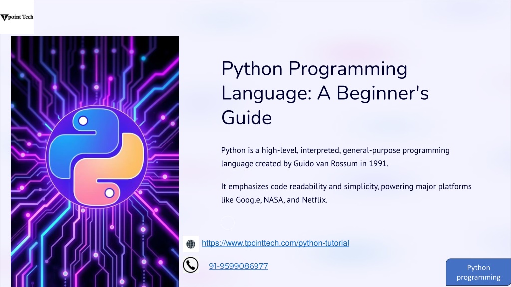 PPT - Python-Programming-Language-A-Beginners-Guide PowerPoint Presentation - ID:14284758
