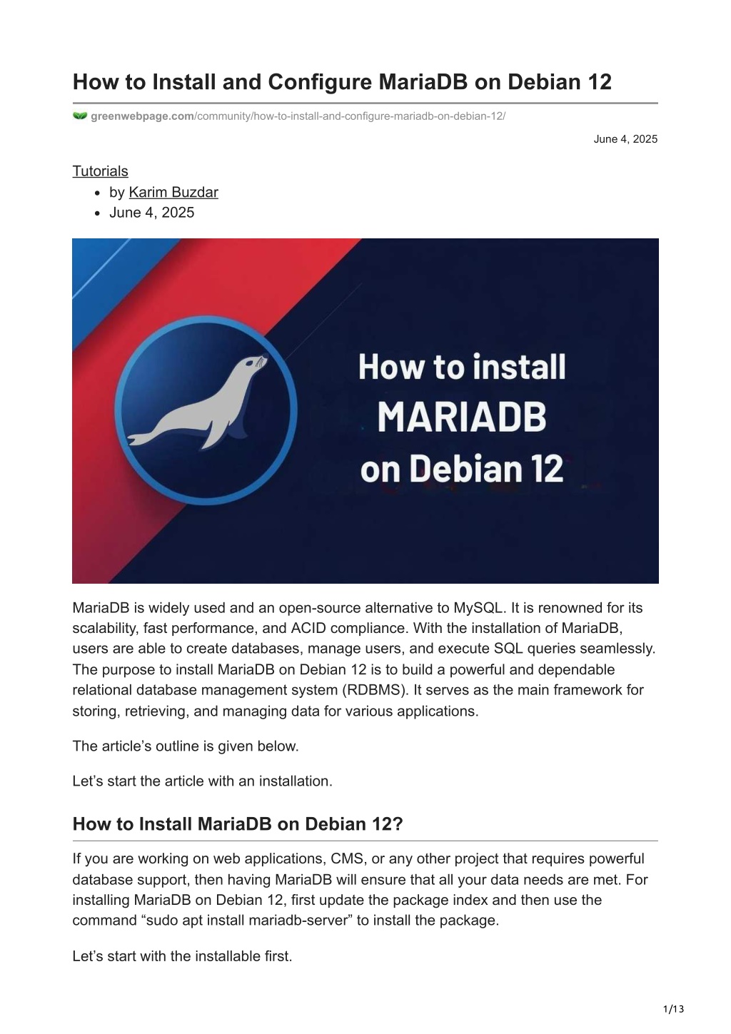 PPT - How to Install and Configure MariaDB on Debian 12 PowerPoint Presentation - ID:14312679