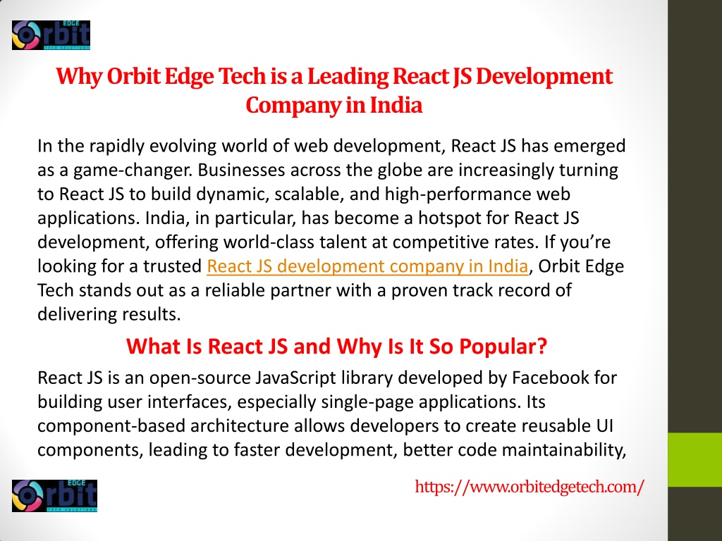 PPT - Why Orbit Edge Tech is a Leading React JS Development Company in India PowerPoint ...