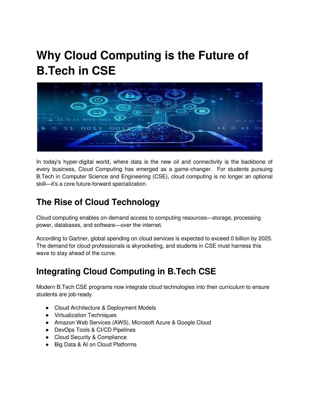 PPT - Why Cloud Computing is the Future of B.Tech in CSE PowerPoint Presentation - ID:14472422