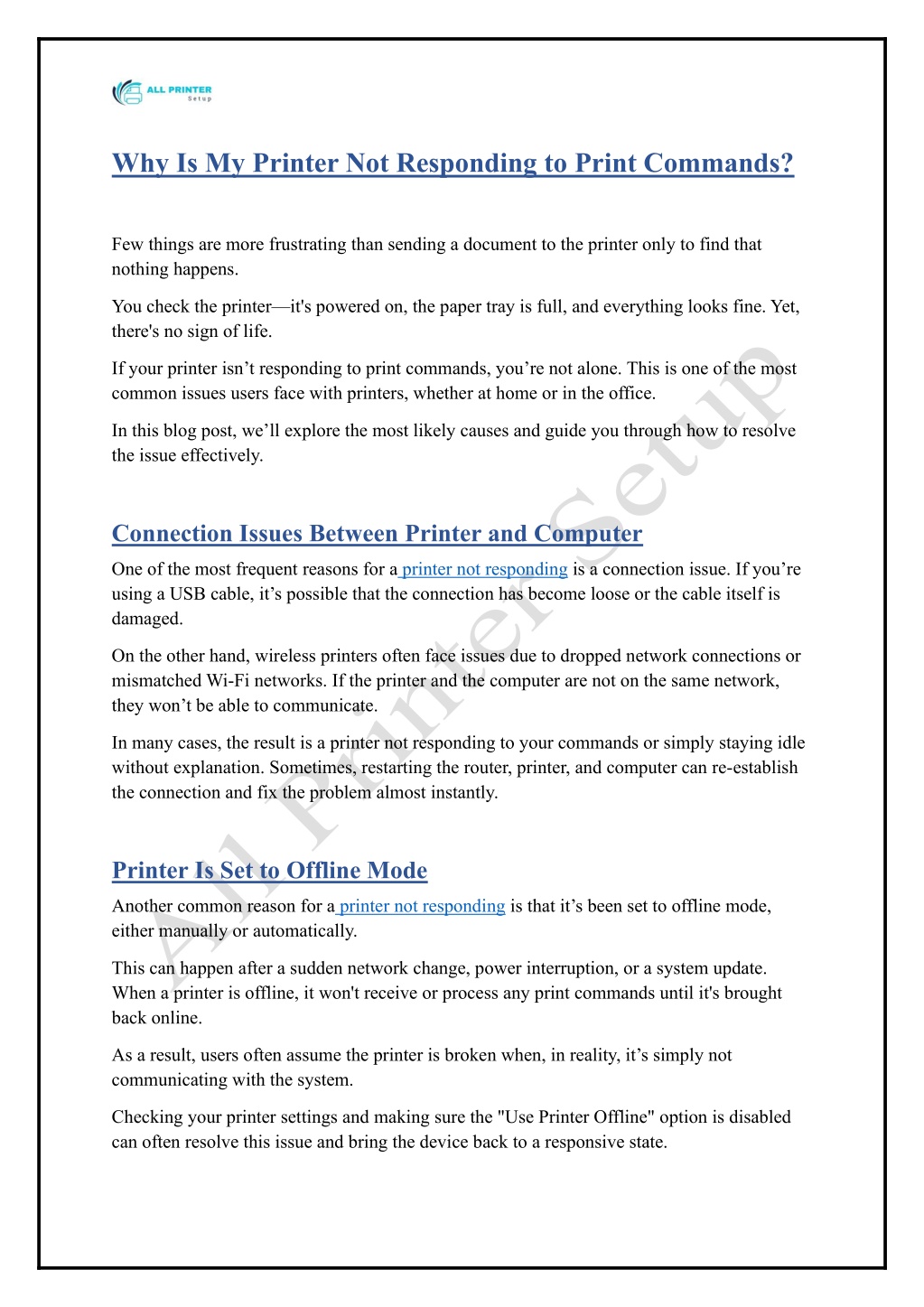 PPT - Why Is My Printer Not Responding to Print Commands PowerPoint Presentation - ID:14476229